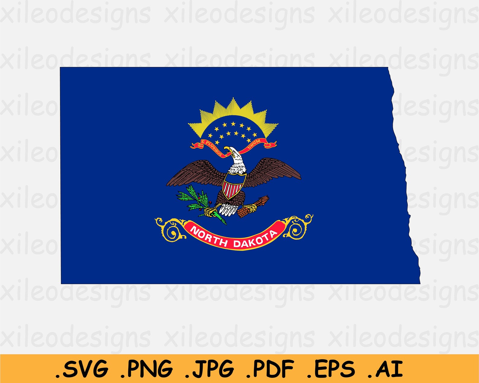 North Dakota Map Flag SVG ND USA United States of America - Etsy