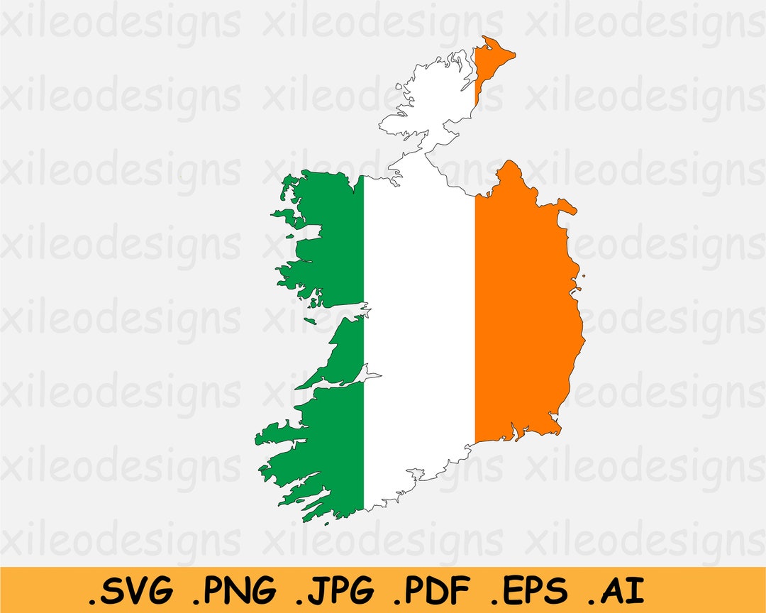 Republic of Ireland Map Flag SVG, Irish SVG Cricut Cut File Country ...