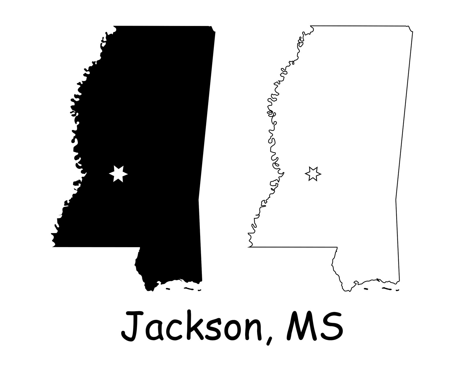 Jackson Mississippi MS Capital City Location on a State Map - Etsy