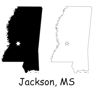 Jackson Mississippi MS Capital City Location on a State Map USA ...