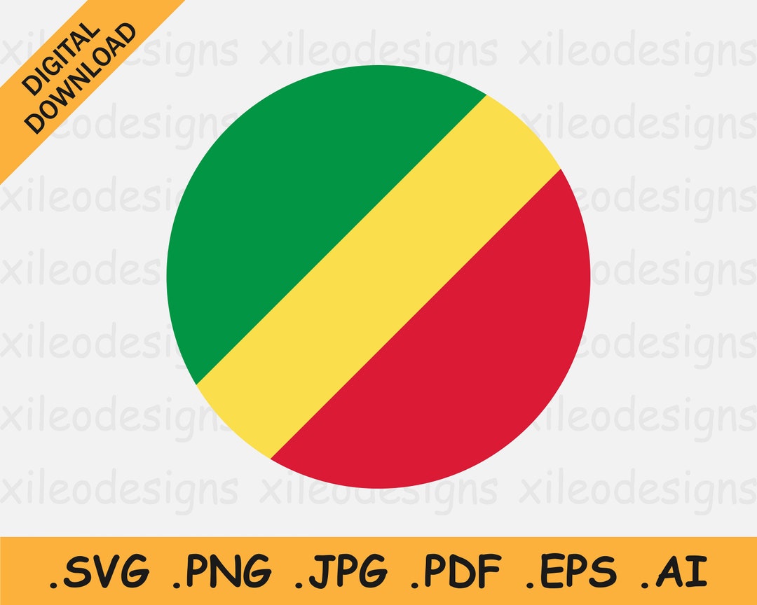 Republic of the Congo Round Flag SVG - National Circular Banner Button ...