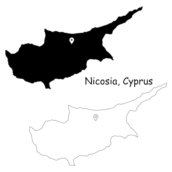 Nicosia Cyprus Map Capital City Country Location Pin Black - Etsy