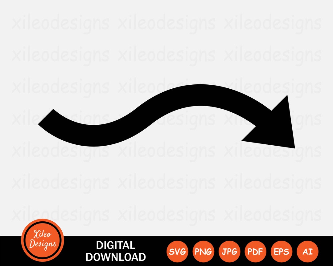 Wave Arrow Right Down Icon SVG Point Pointer Wave Path Png Jpg Eps Ai ...