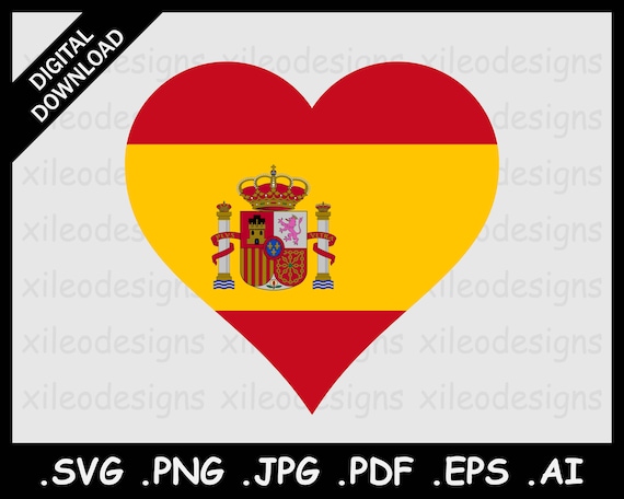 Spain Heart Flag SVG Spanish Love Shape Country National | Etsy