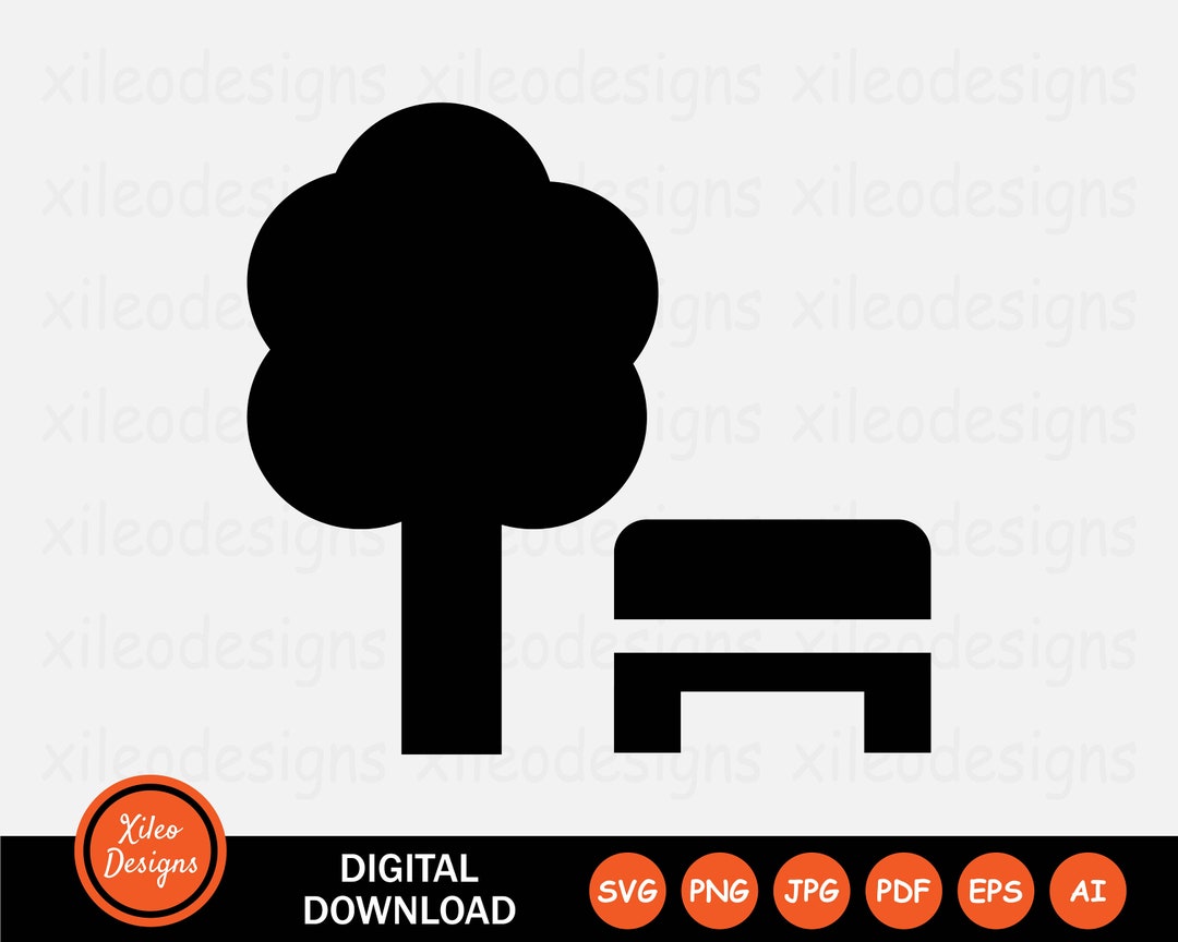 Park Icon SVG - Outdoor Public Garden Tree Bench Nature Landscape Flat ...