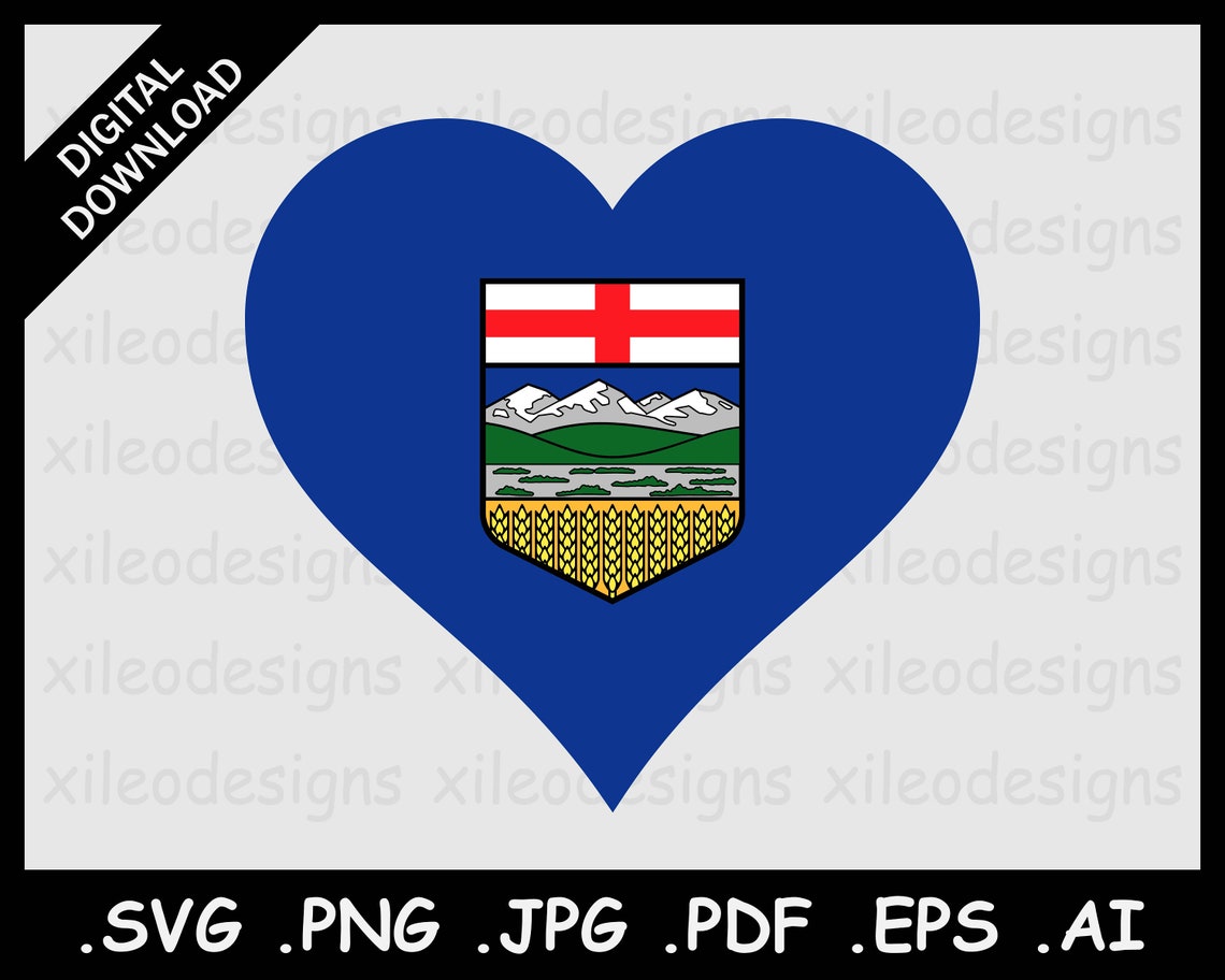 Alberta Canada Heart Flag SVG, AB Canadian Love Shape Flag, Sign Symbol ...