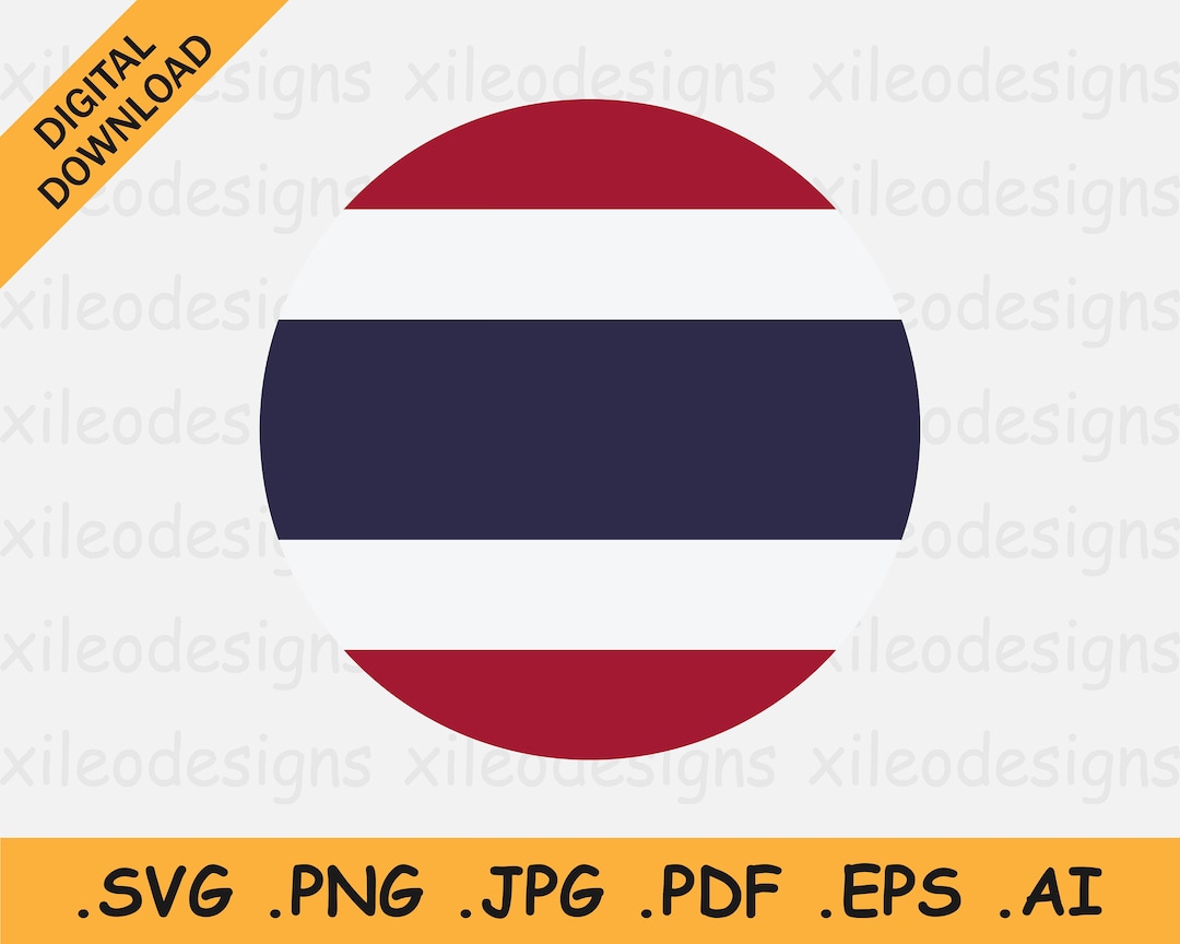 Thailand Round Flag SVG, Siam Thai Circle Banner, National Circular ...