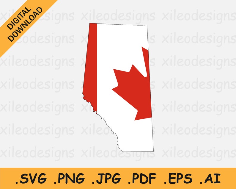Alberta Map Canada Flag SVG, Canadian Province Banner Shape Border ...