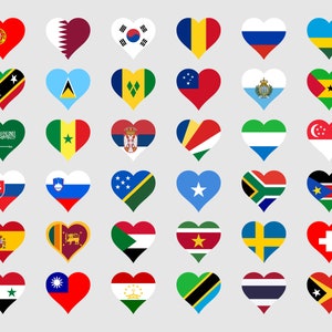 WORLD Countries National Heart Flags SVG Bundle Set, Every Country ...