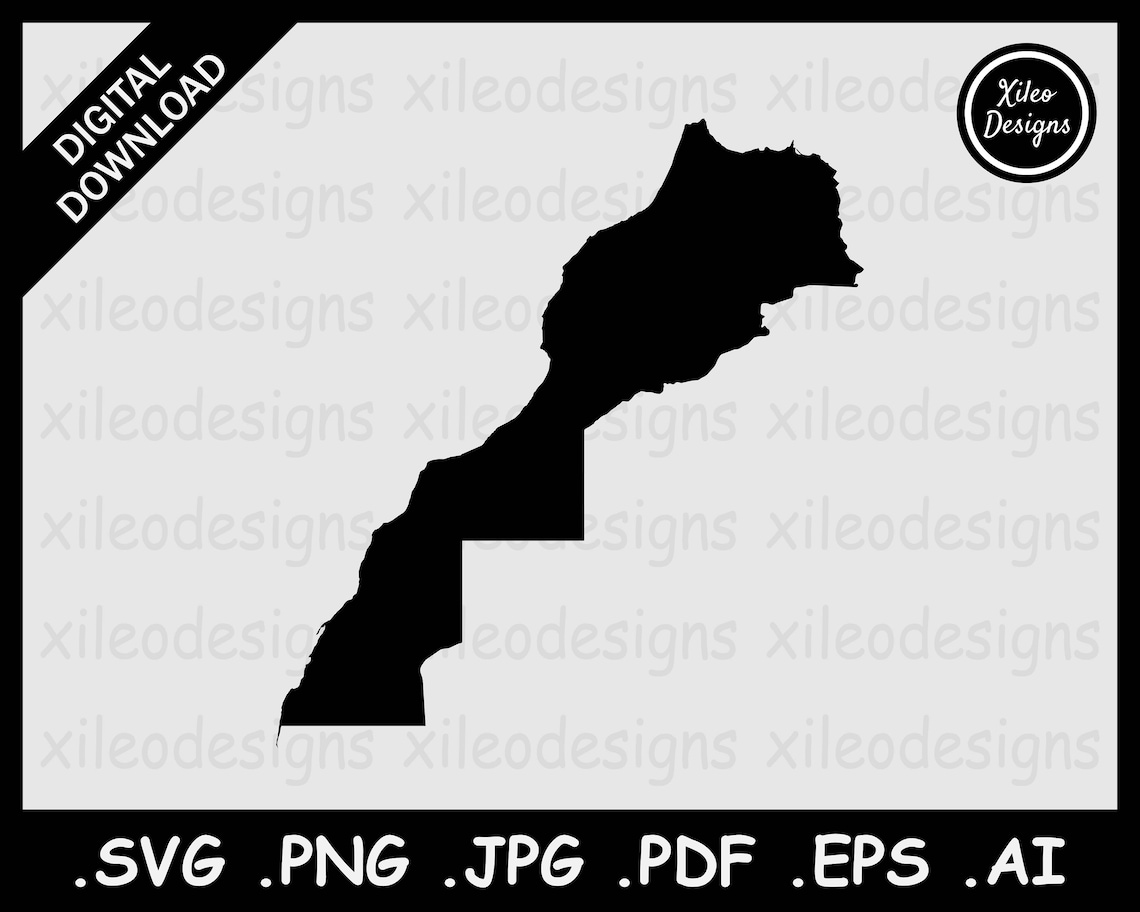 Morocco Map SVG Moroccan Country National Border Boundary - Etsy