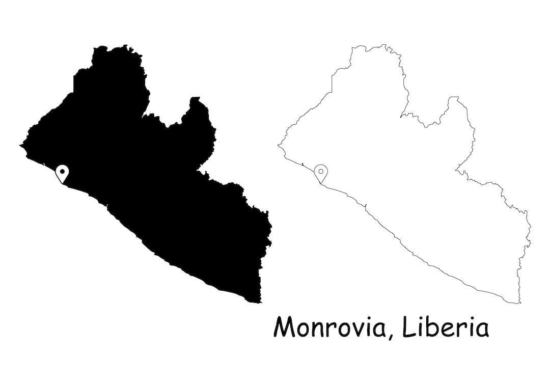 Monrovia Liberia Map Capital City Country Location Pin Black White ...