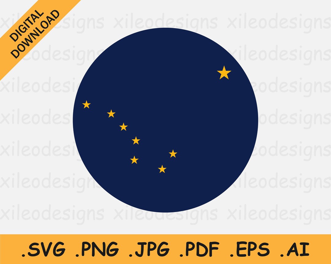 Alaska Round Flag SVG - AK USA Circular Circle State Banner Button Icon ...