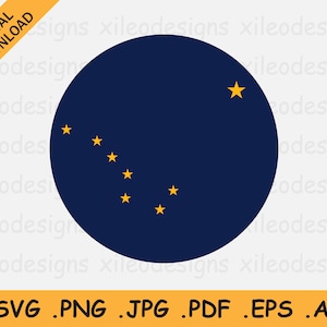Alaska Round Flag SVG - AK USA Circular Circle State Banner Button Icon ...