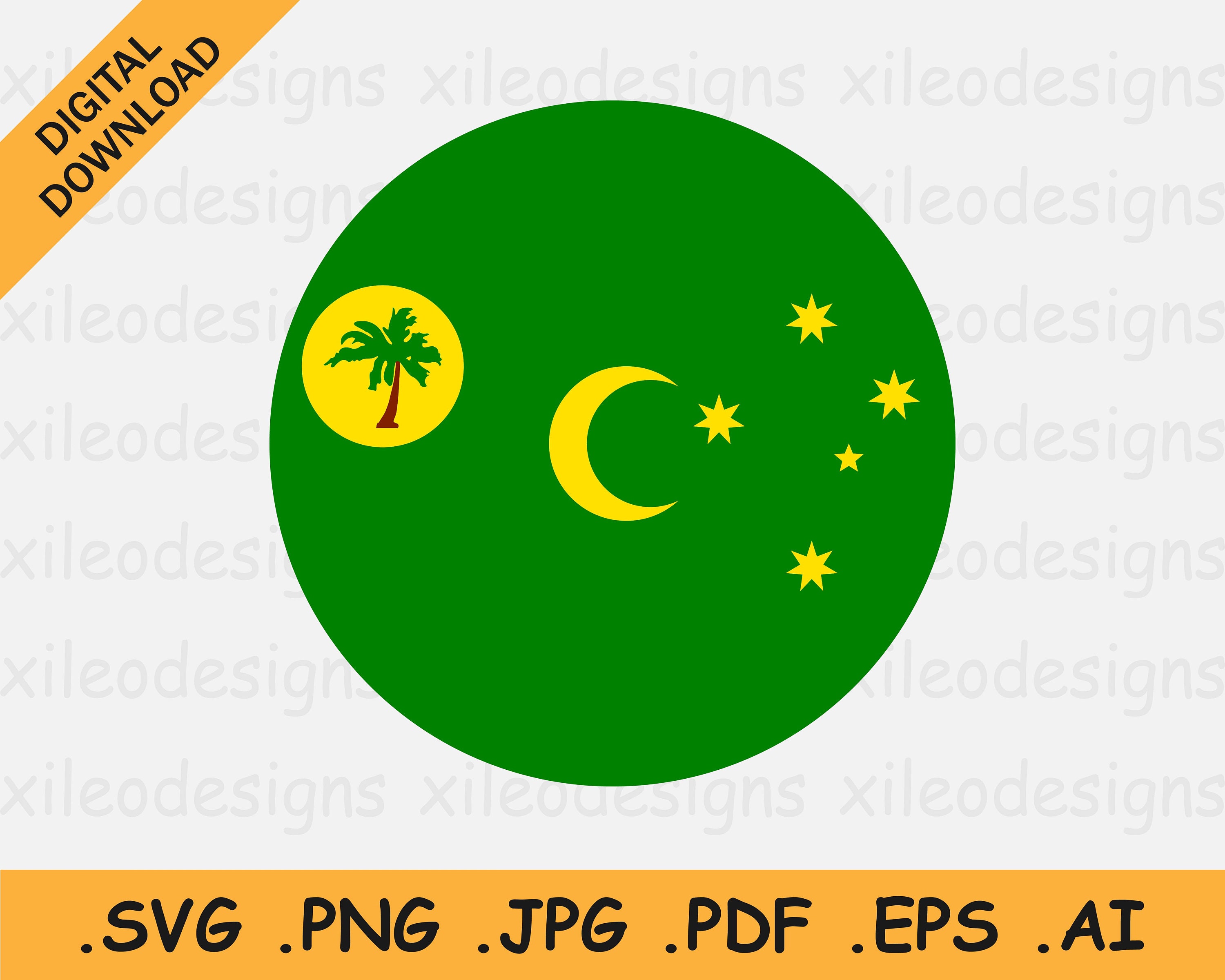 Cocos Islands SVG Keeling Islands SVG Australia Round | Etsy