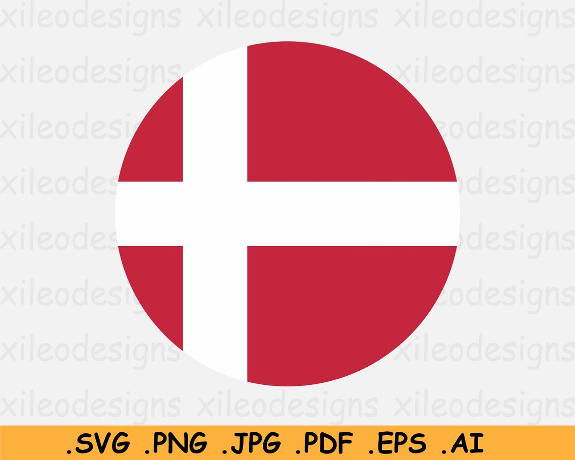 Denmark Round Flag SVG Danish Circular Banner National | Etsy