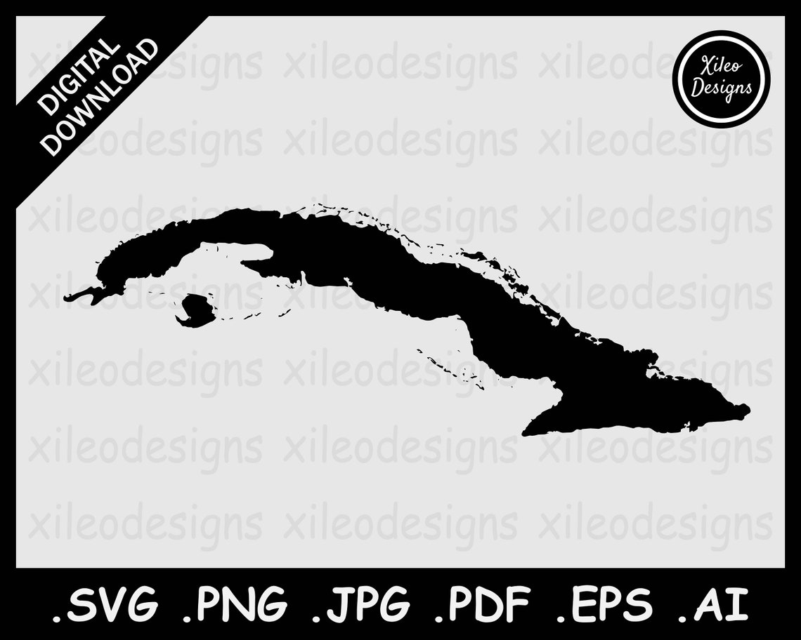 Cuba Map SVG Cuban Country National Border Boundary Black - Etsy