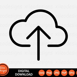 Upload Cloud Icon up Arrow Server Storage Data Network Sign Symbol Cricut Vector Graphic Vector ...