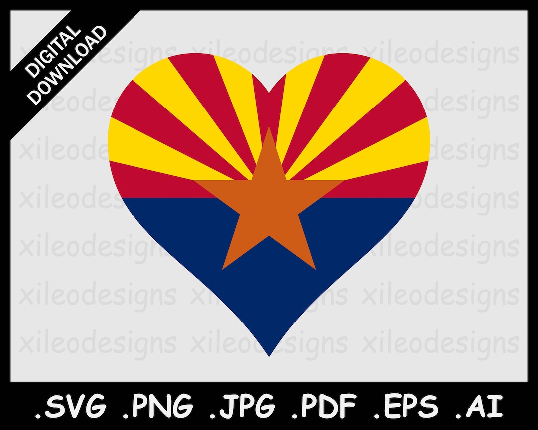 Arizona Heart Flag SVG, AZ USA Love Shape Flag, Icon Symbol Sign ...