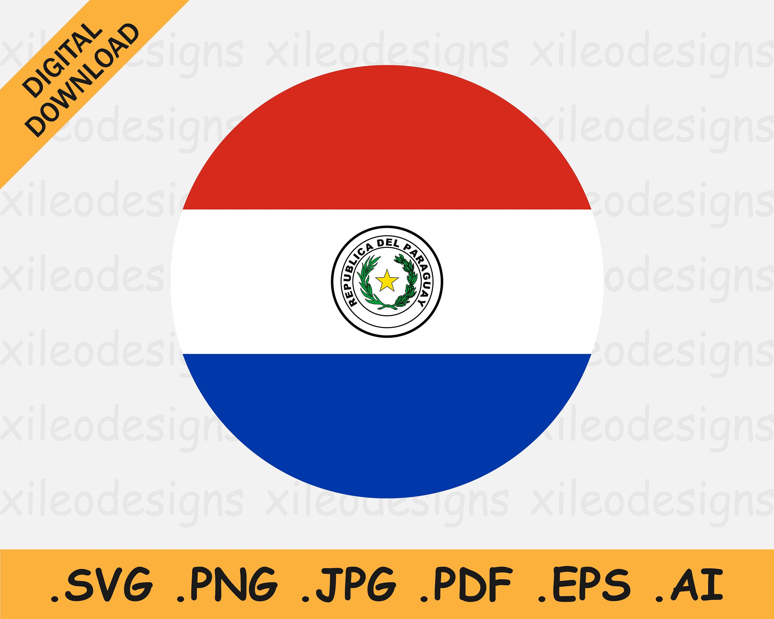 Paraguay Round Flag SVG Paraguayan Circle Banner Country - Etsy