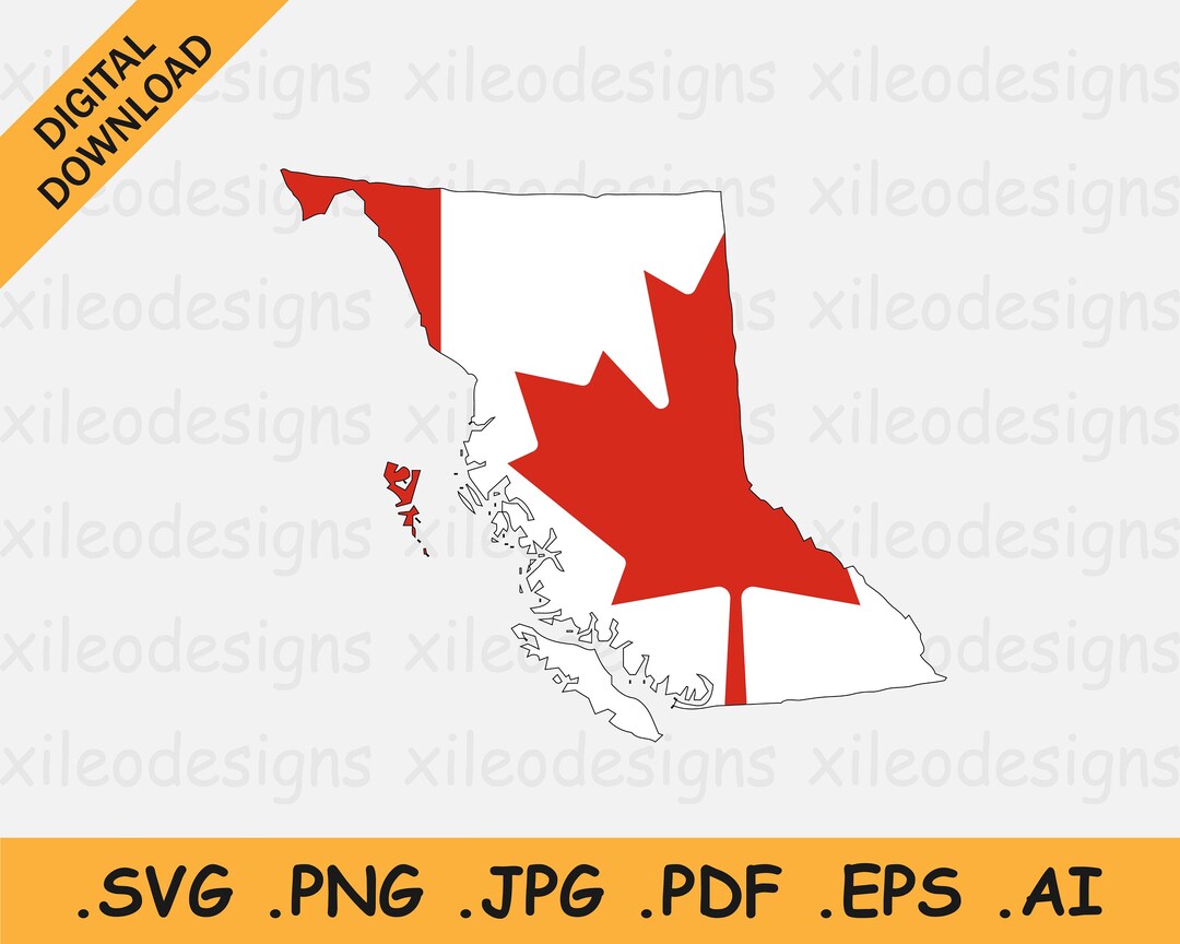 British Columbia Map Canada Flag SVG, Canadian Province Banner Shape ...