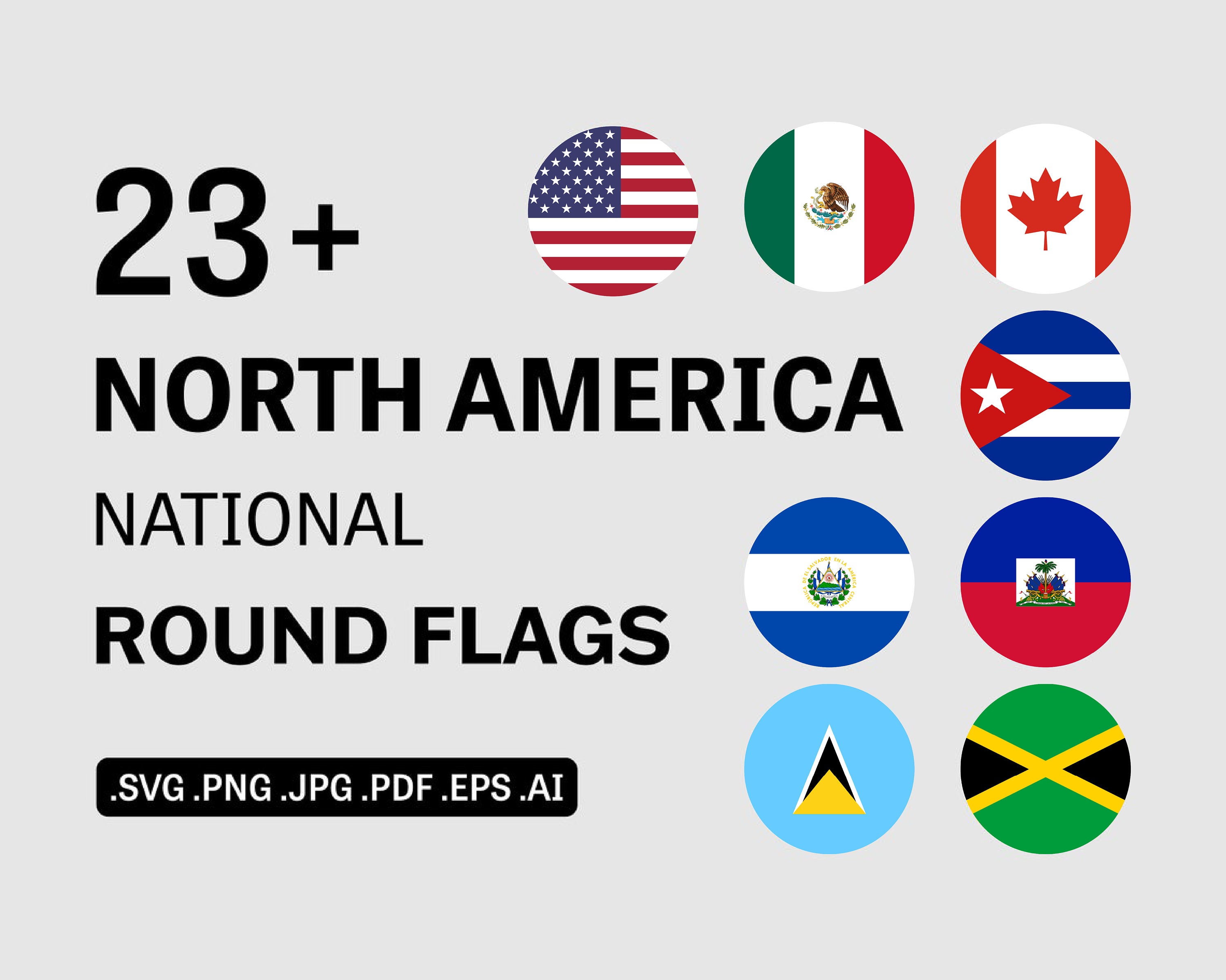 North American Countries Round Flags SVG Bundle Set, Country Circle ...
