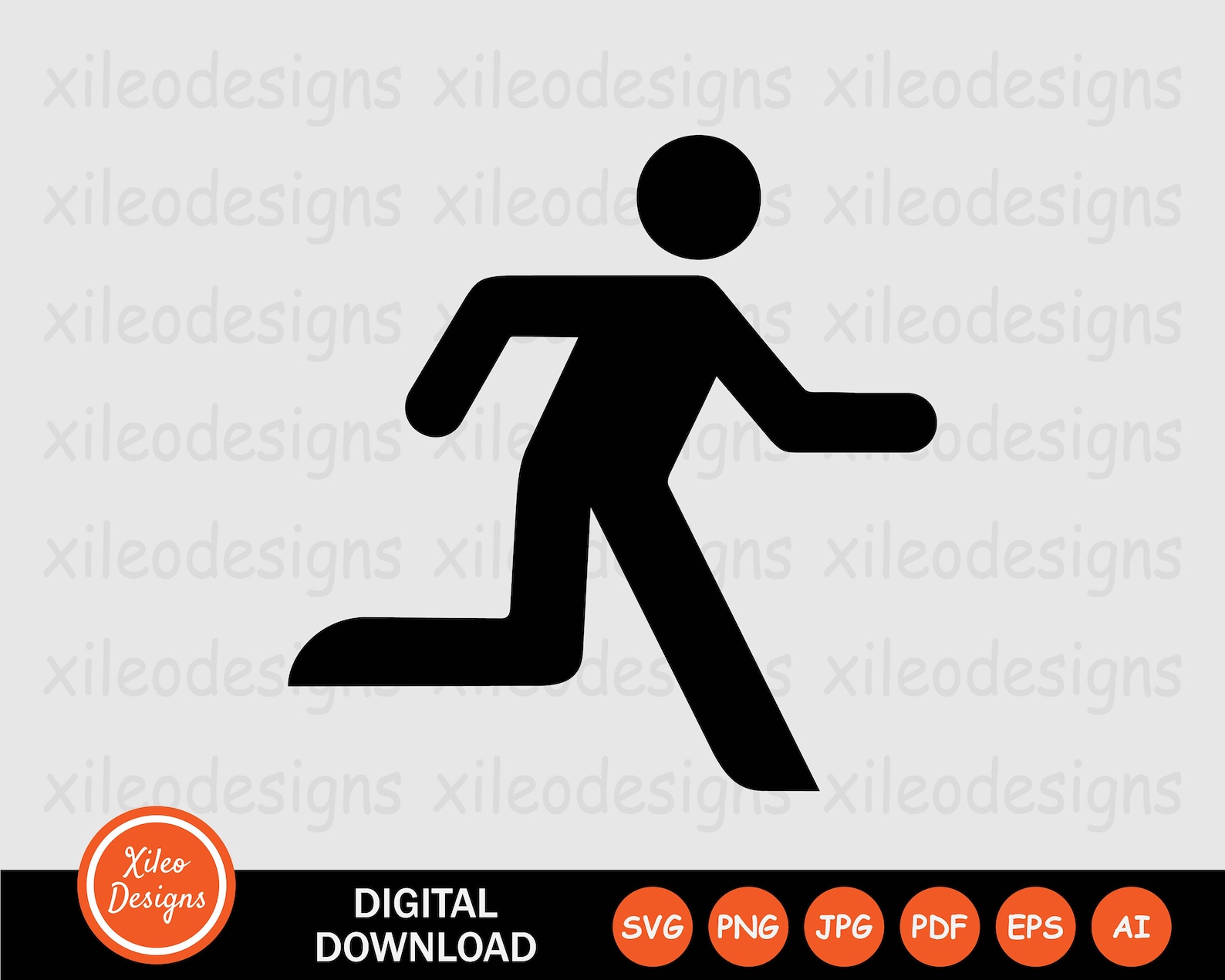 Man Running SVG Sprinting Stick Figure Run Sprint Jog Jogging Black and ...