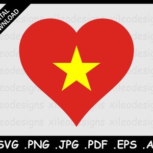 Vietnam Heart Flag SVG, Vietnamese Love Shape Country National Flag ...