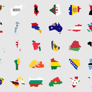 Individual World Countries Map Flags SVG, Nation National Country ...