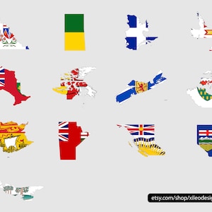 Canada Province Flag Map SVG Bundle - Canadian Territory Provinces ...