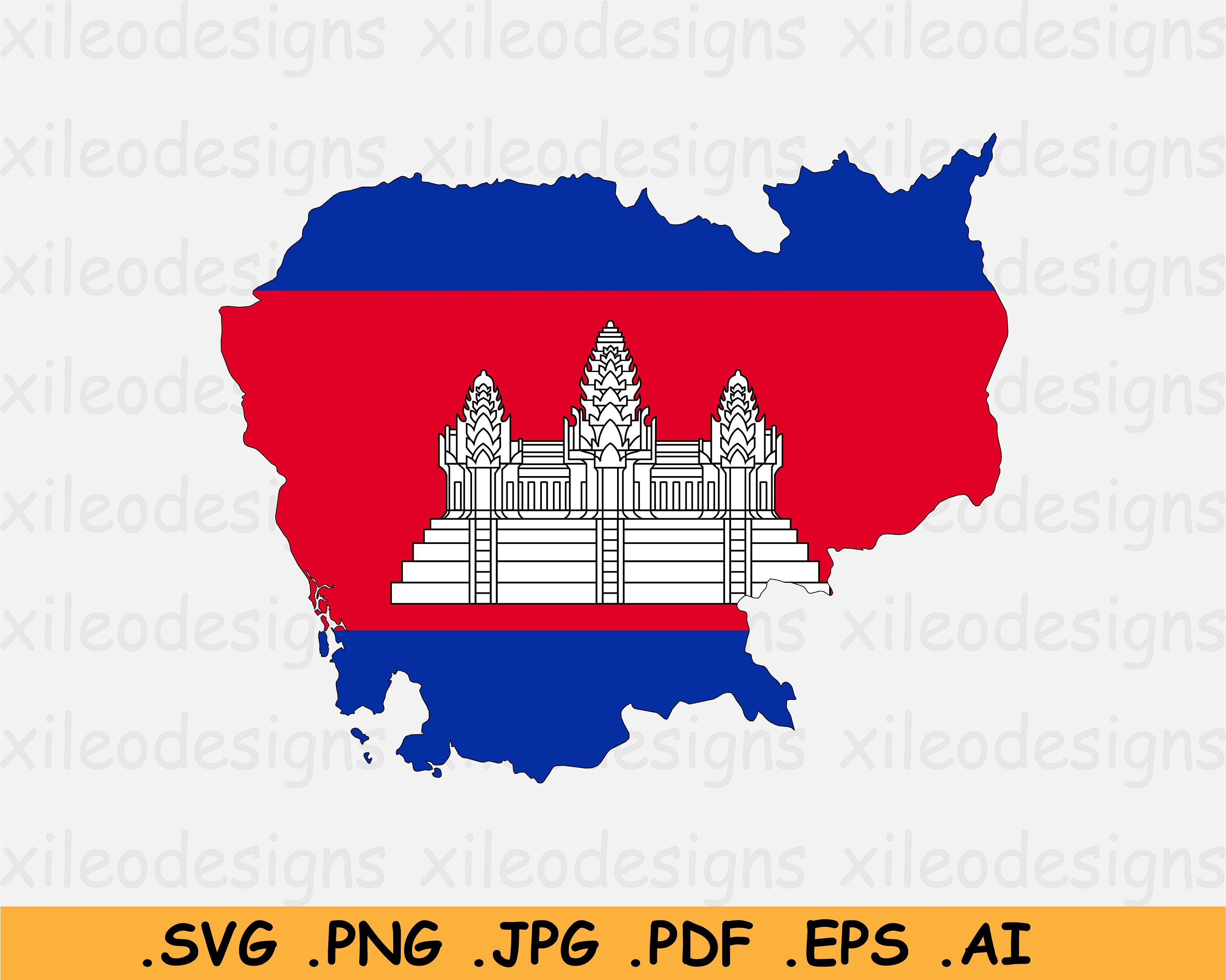 Cambodia Map Flag SVG - Map of Cambodia, Cambodian Flag, Cambodia Map ...