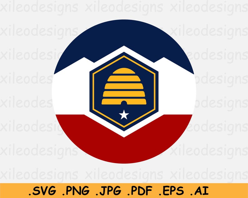 Utah Round Flag SVG - UT USA Circular Circle State Banner Button Icon ...