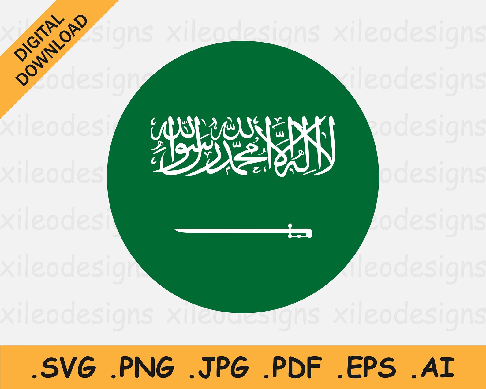Saudi Arabia Round Flag SVG - Country National Circular Circle Button ...