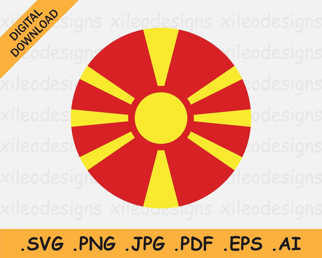 North Macedonia Round Flag SVG, Macedonian Circular Banner, National ...