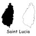 Saint Lucia Map, Black and White Detailed Solid Outline Line Boundary ...
