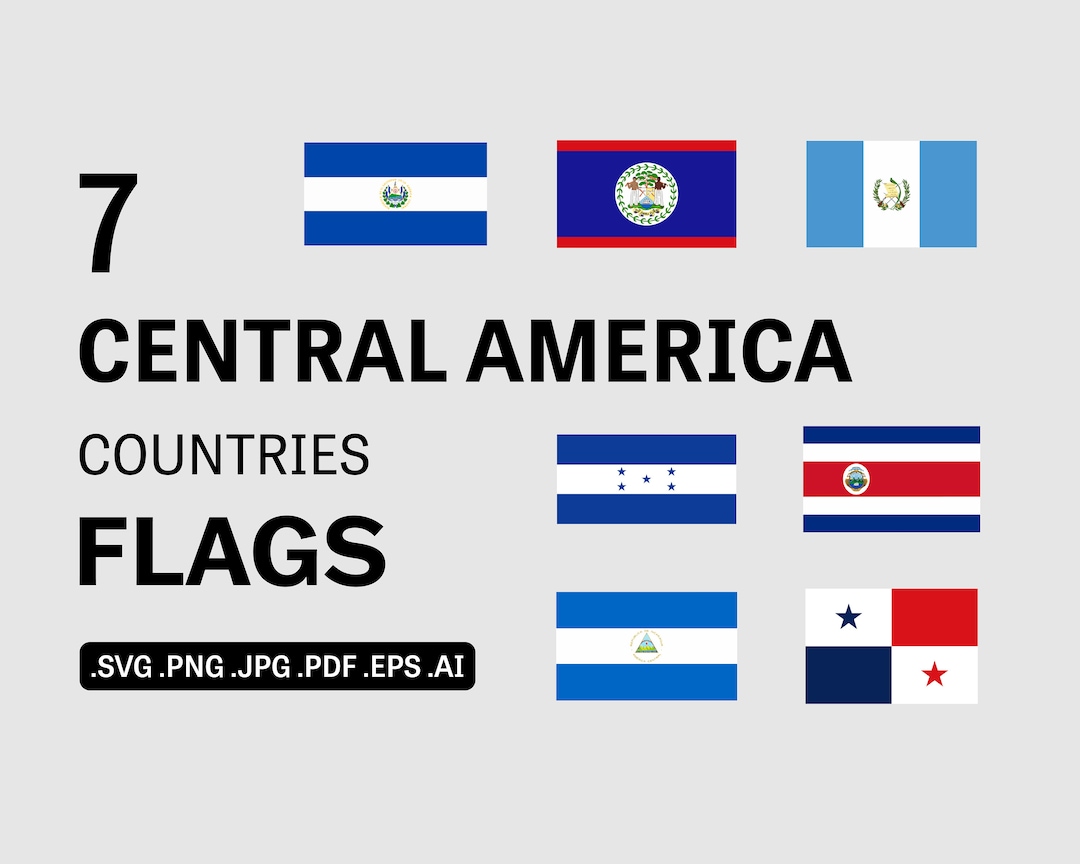 Central America Country Flags SVG Bundle Set - Countries Nation ...
