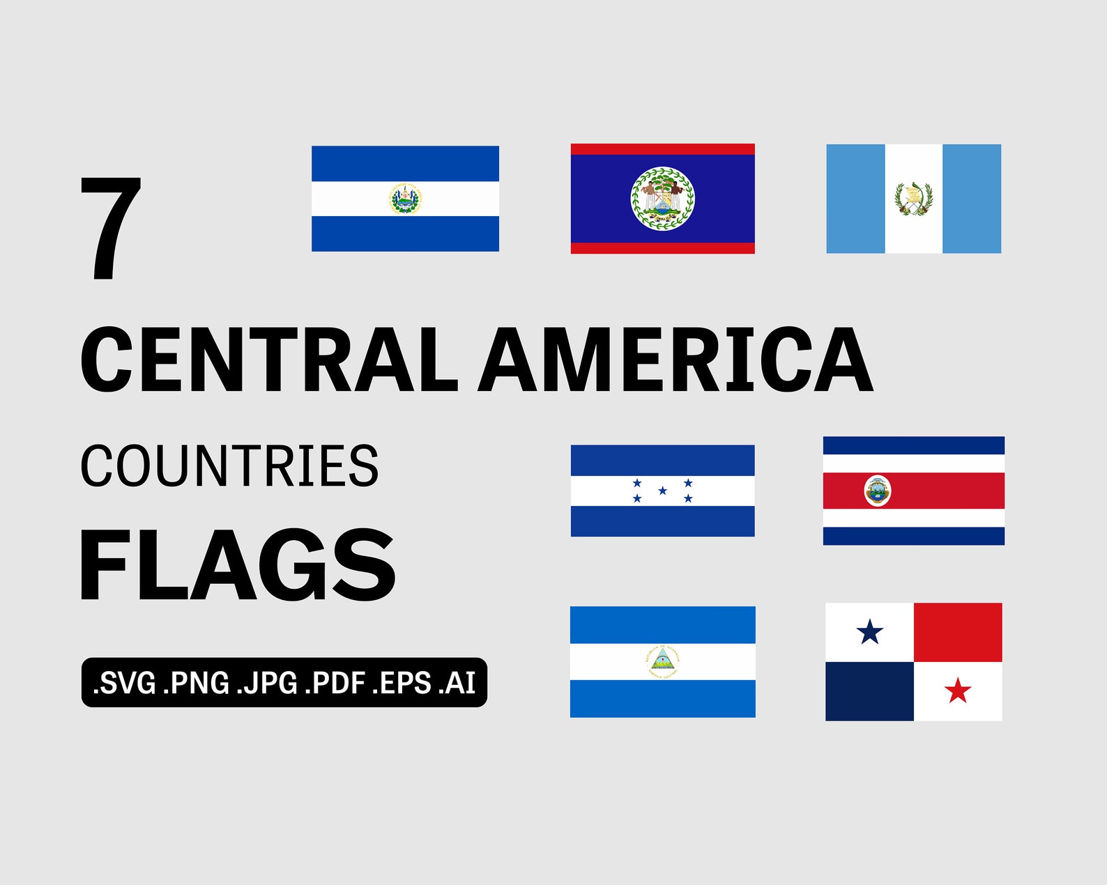 Central America Country Flags SVG Bundle Set - Countries Nation ...