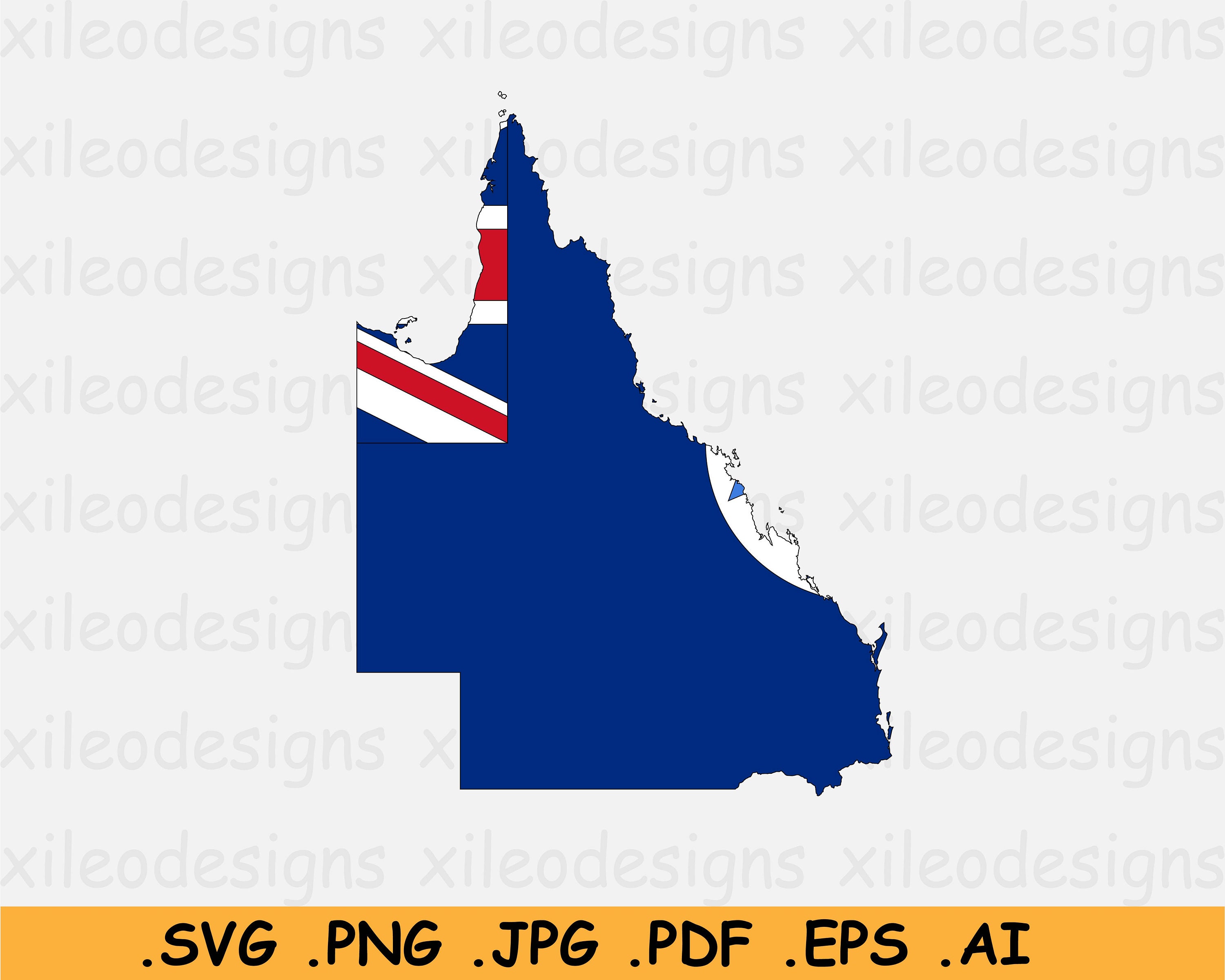 Queensland Map Flag SVG Qld Australia AUS Australian State - Etsy UK