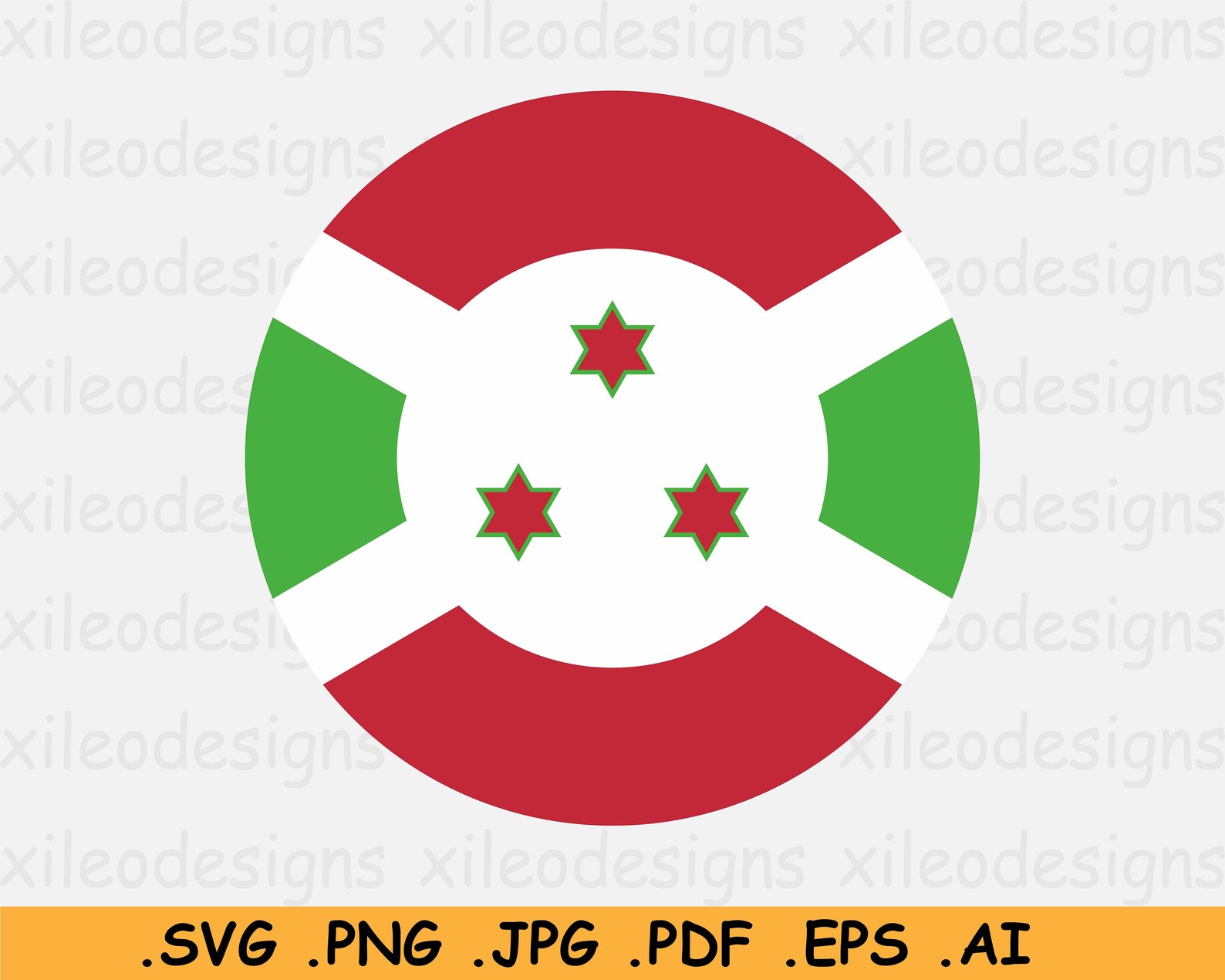 Burundi Round Flag SVG Burundian Circular Banner National | Etsy
