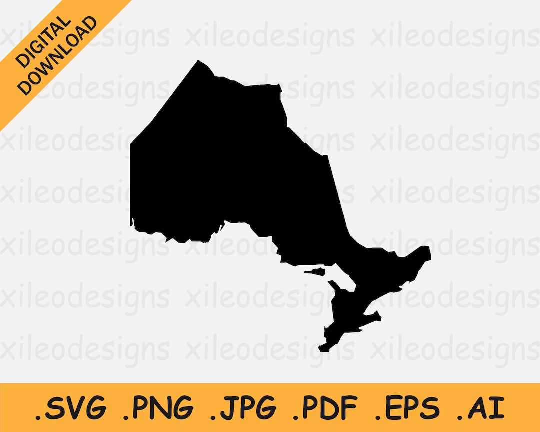 Ontario Canada Map SVG - Canadian Province Border Boundary Shape Black ...