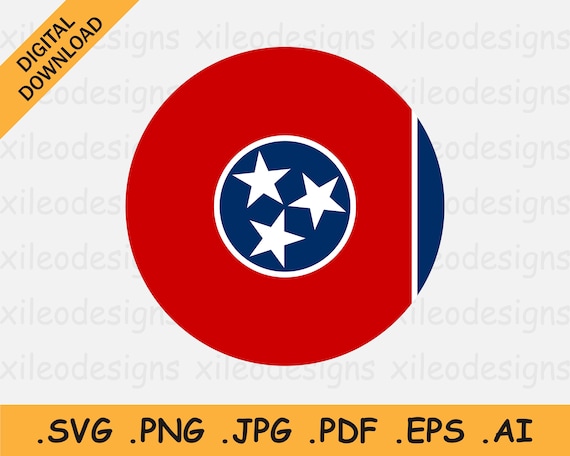Tennessee Round Flag SVG TN USA Circular Circle State Banner - Etsy