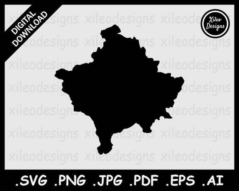 Kosovo Map SVG Kosovar Kosovan Country National Border - Etsy