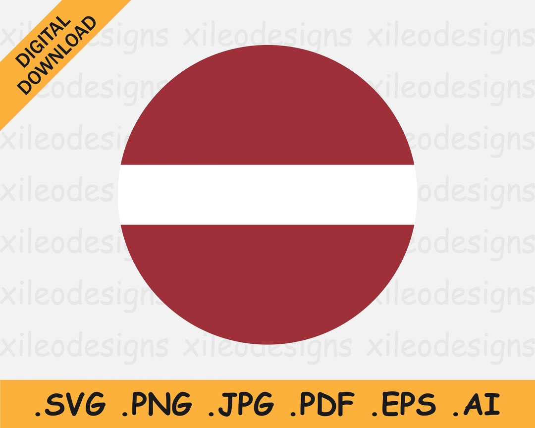 Latvia Round Flag SVG - Latvian Circle Banner, National Circular Button Icon, Cricut Cut File ...