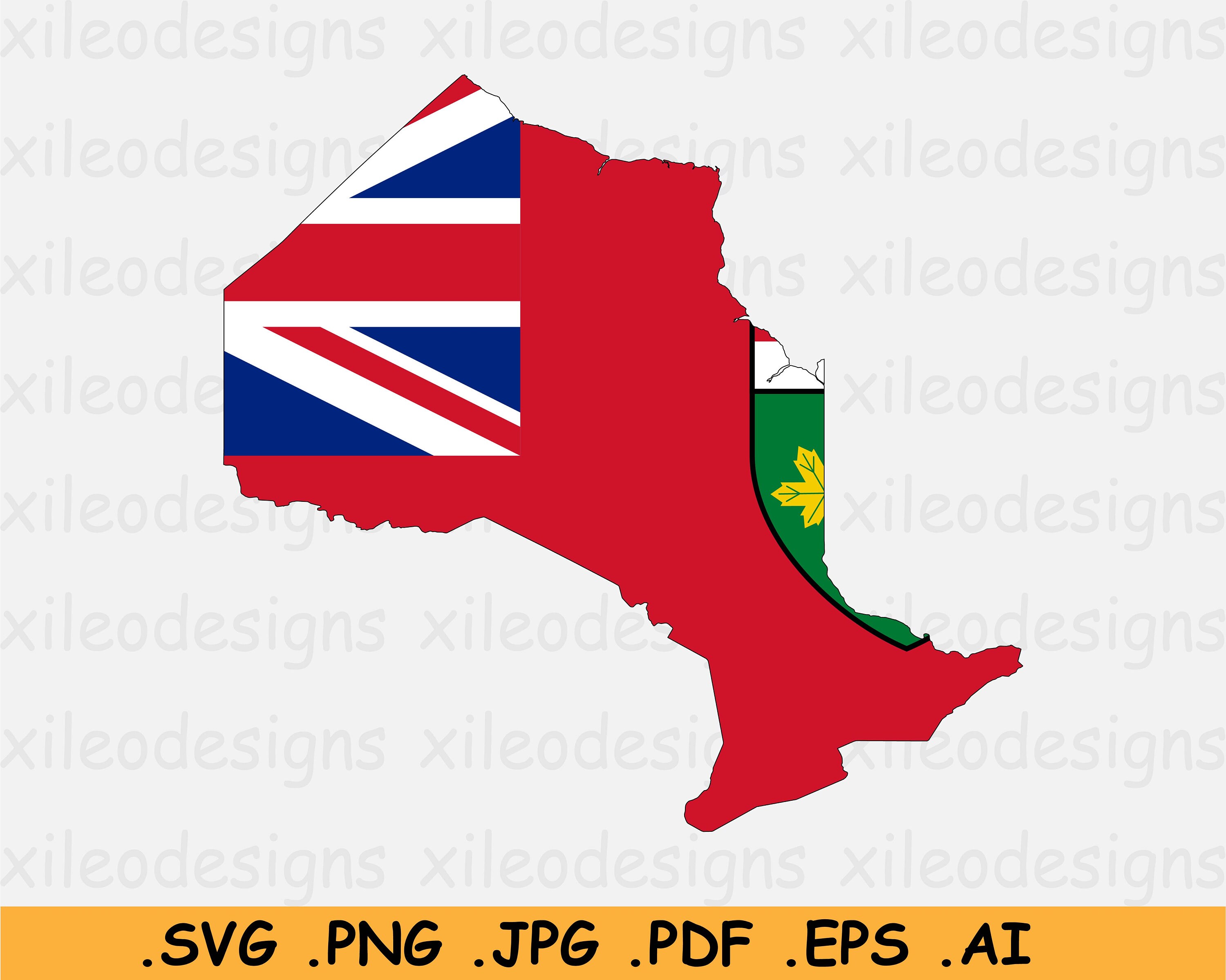 Ontario Map Flag SVG, ON Canada Canadian Province, Border Boundary ...