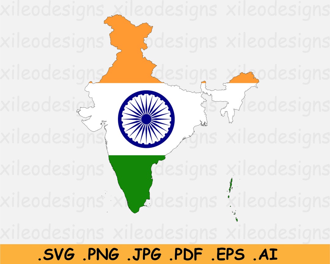 India Flag Map, India SVG Cricut Cut File, Indian Country Nation ...