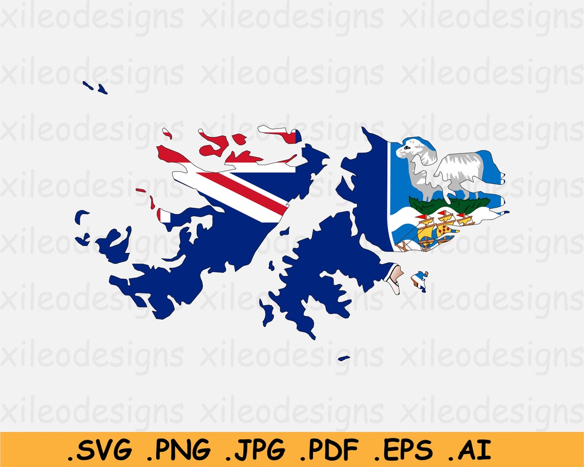 Falkland Islands Flag Map SVG, British Overseas Territory, Border ...