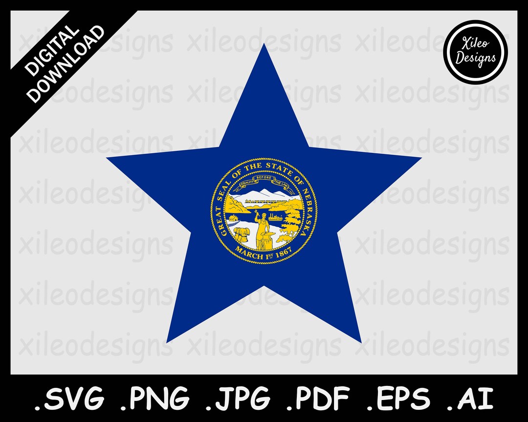 Nebraska Star Flag NE USA State 5 Point Star Shape America - Etsy