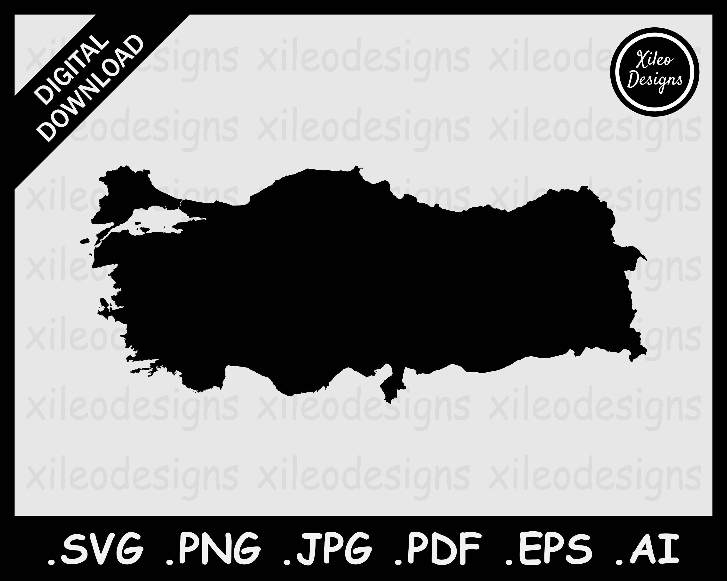 Turkey Map SVG, Turkish Turk National Country Boundary Border Map ...