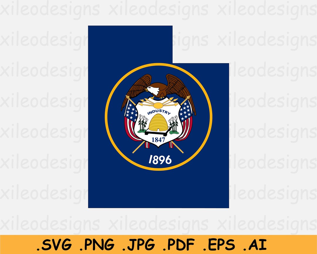Utah Flag Map SVG - UT USA United States of America, State Border ...