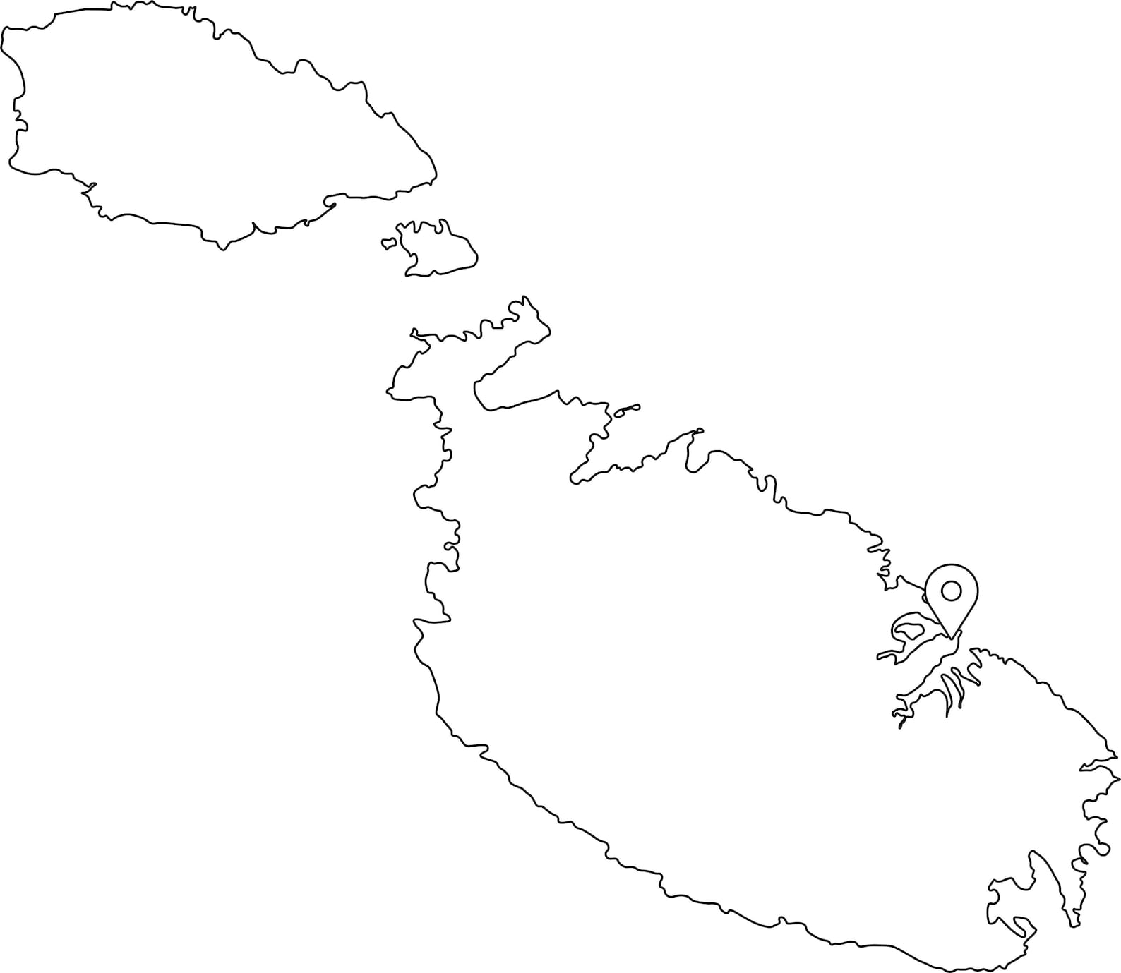 Valletta Malta Map Capital City Country Location Pin Black White ...