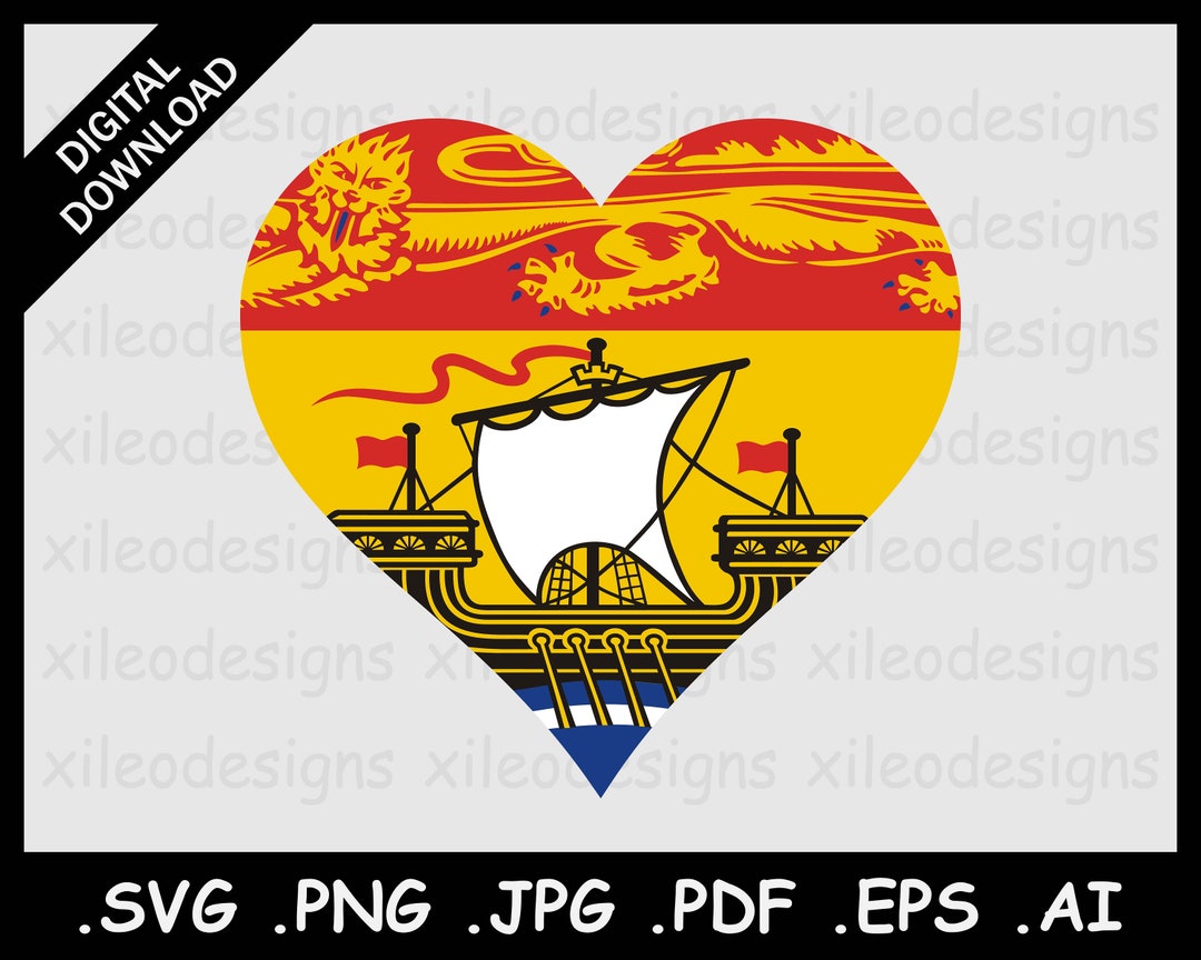 New Brunswick Canada Heart Flag SVG, NB Canadian Love Shape Flag ...
